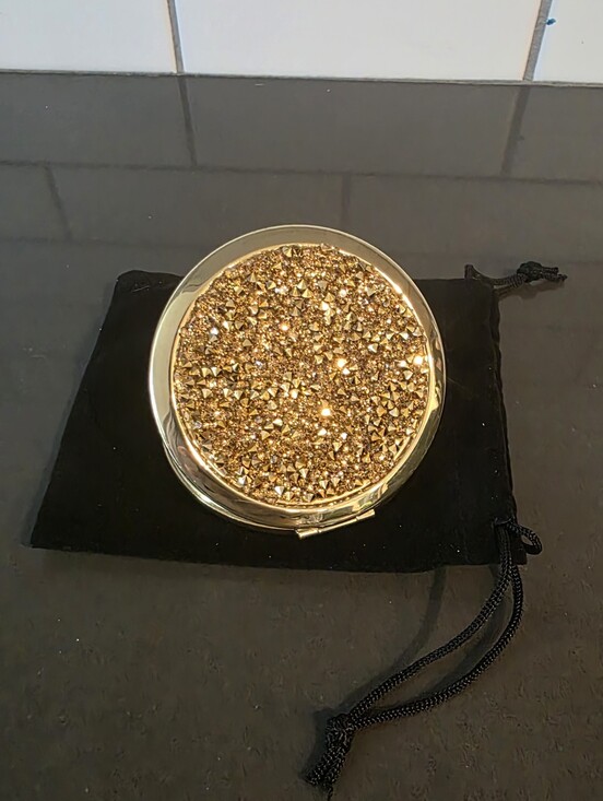 Accessories | Gold Crystal Compact Mirror | Poshmark
